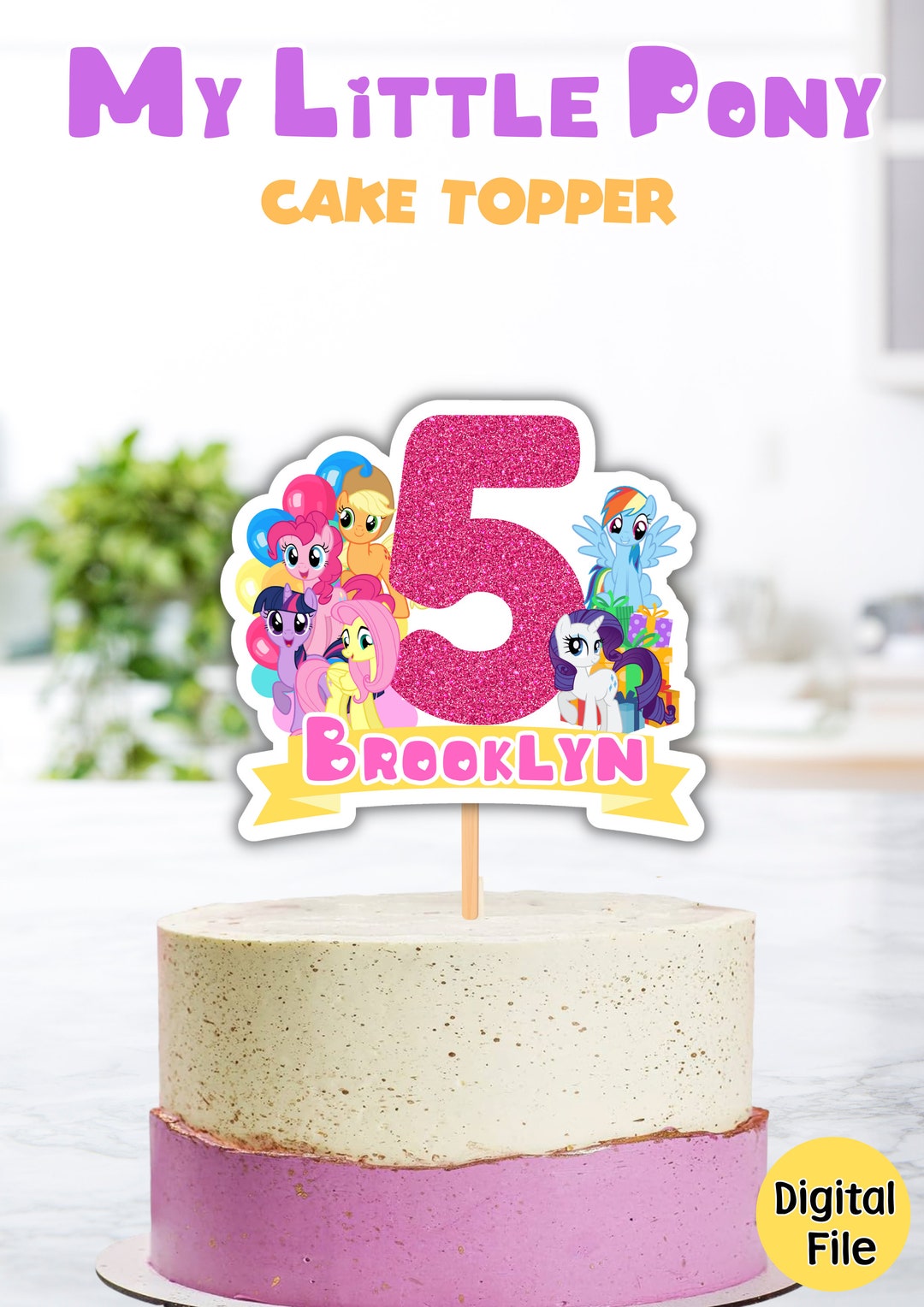 My Little Pony Cake Topper, Free 12 Pcs Cupcakes, Unicorn Cake Topper ...