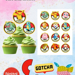 Pikachu Cake Topper, Free 12 Pcs Cupcakes, Pokemons, Customized ...