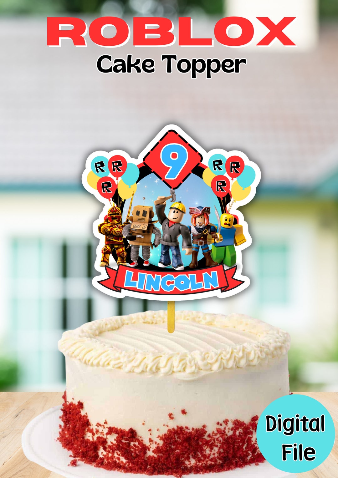 Roblox Cake Topper, Free 12 Pcs Cupcakes, Roblox Birthday Cake Topper ...