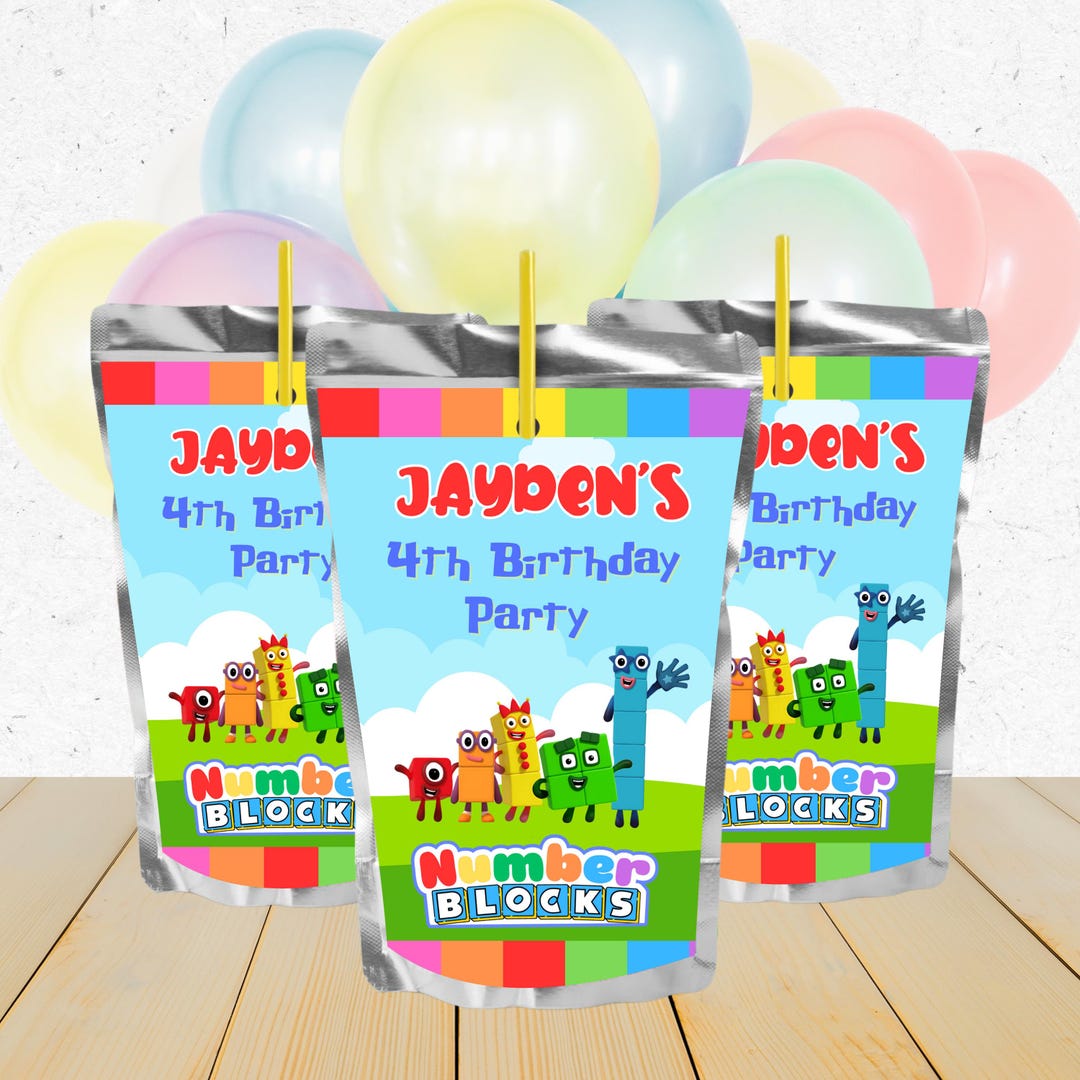 Numberblocks, Juice Pouch Labels, Customized, Caprisun Labels ...