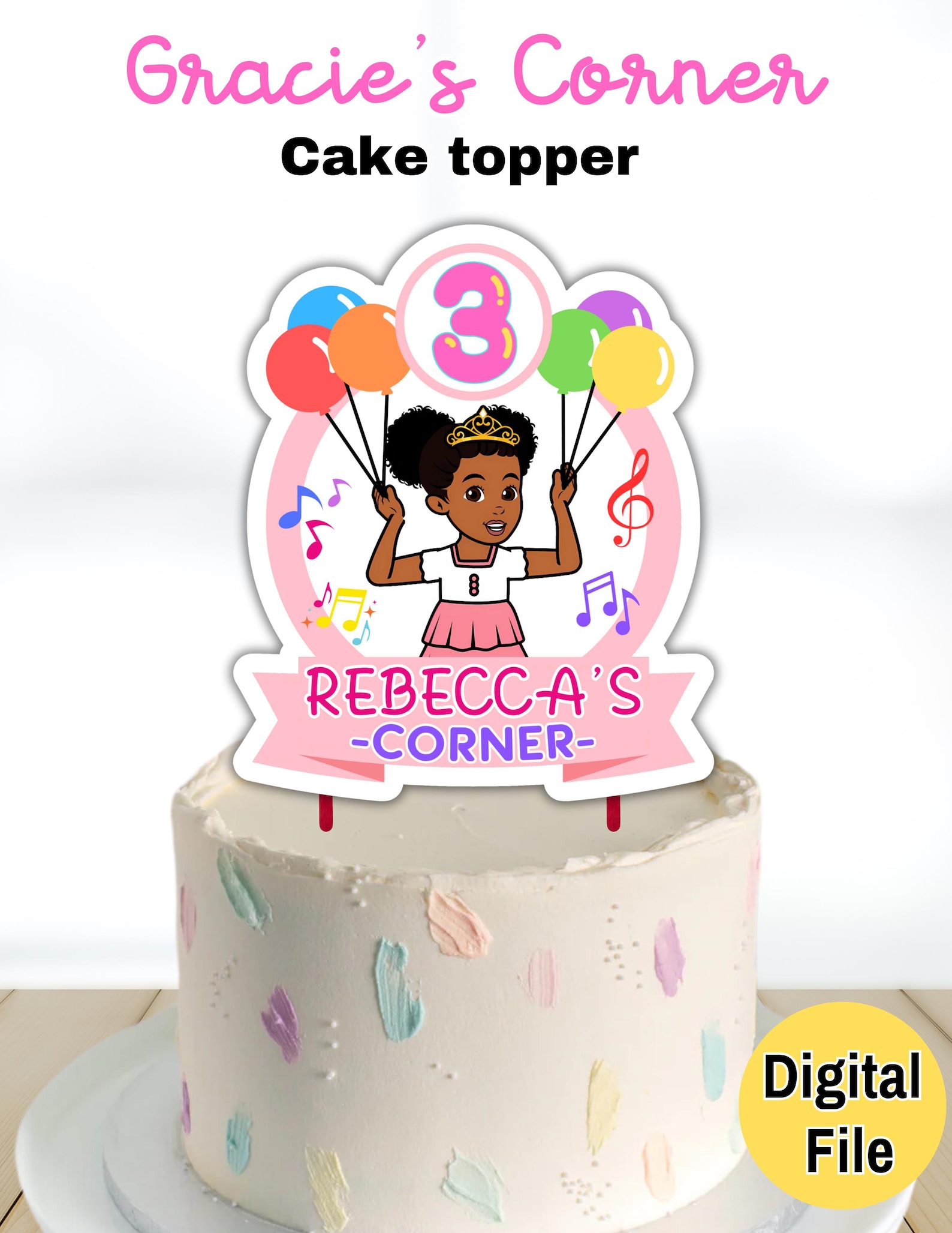 Gracie's Corner Birthday Cake Topper: Customizable Party Decor (digital ...