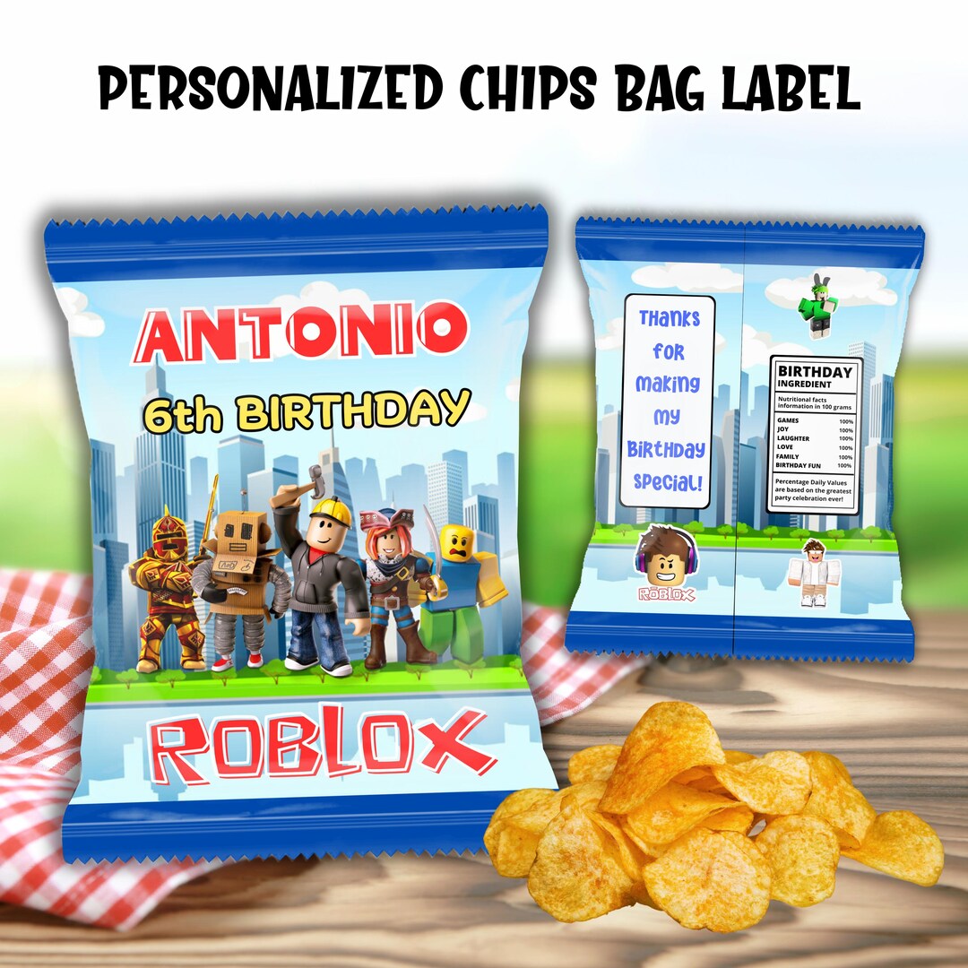 Roblox Chip Bag, Customized, Roblox Party Labels, Printable, Digital ...