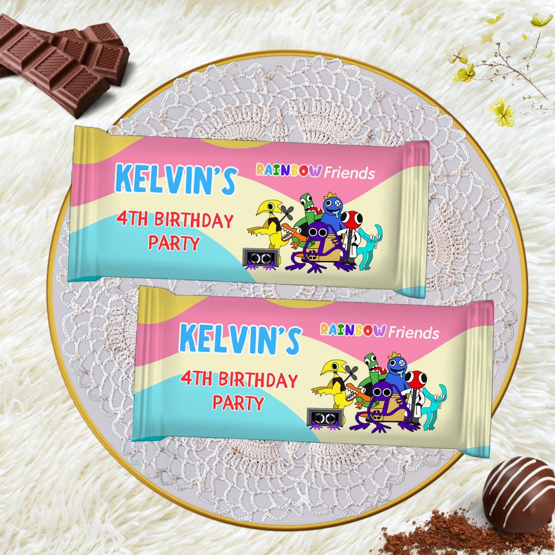 Rainbow Friends, Chocolate Wrappers, Customized, Chocolate Bar Labels ...