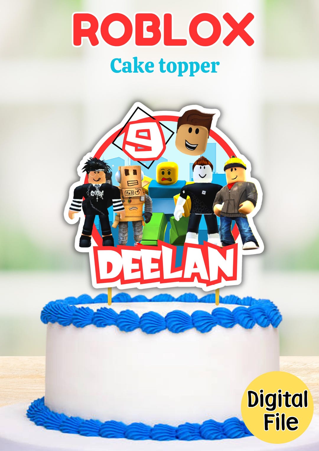 Roblox Cake Topper, Free 12 Pcs Cupcakes, Roblox Birthday Cake Topper ...