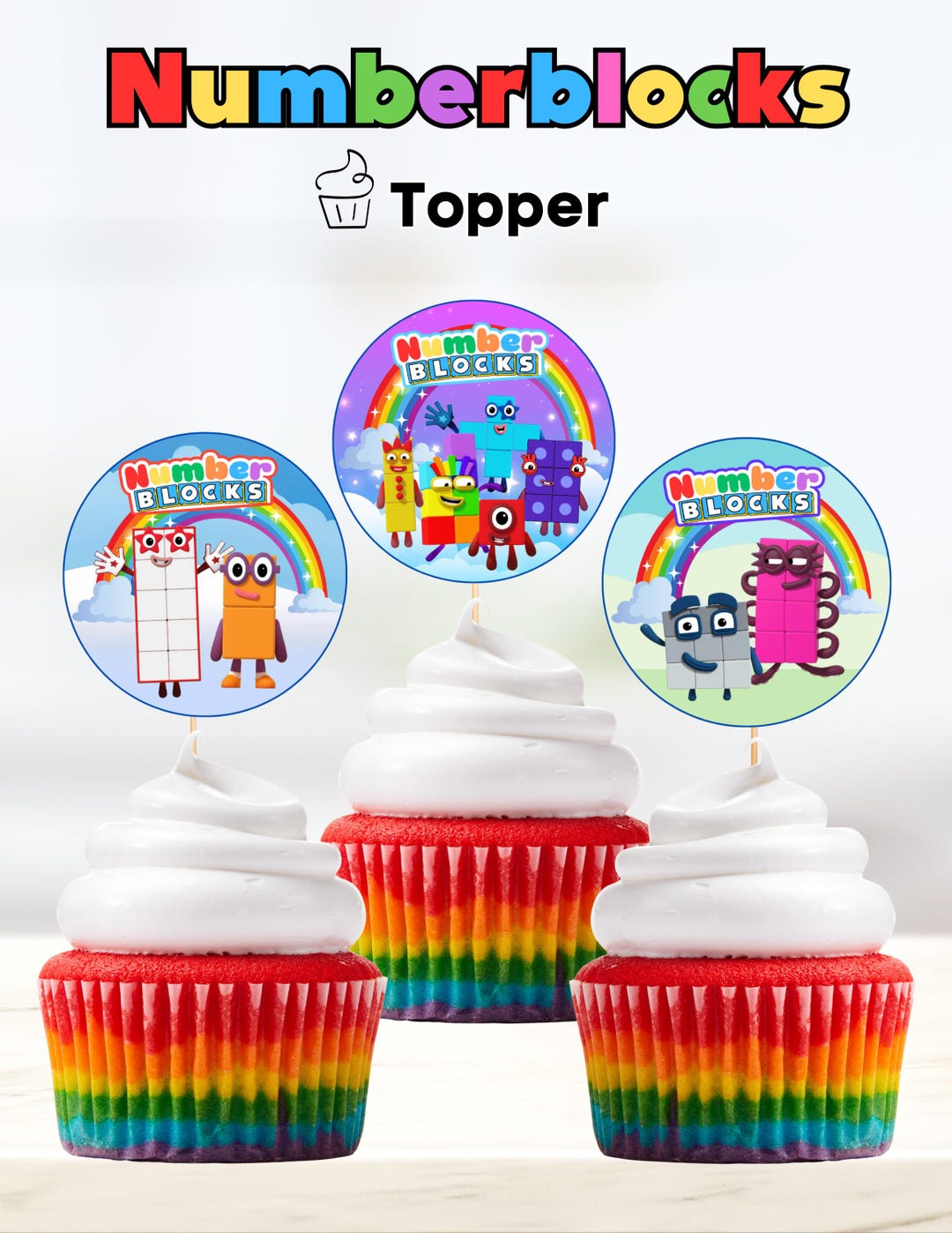 Numberblocks Cupcake Topper, Instant Download, Number Cupcake Toppers ...