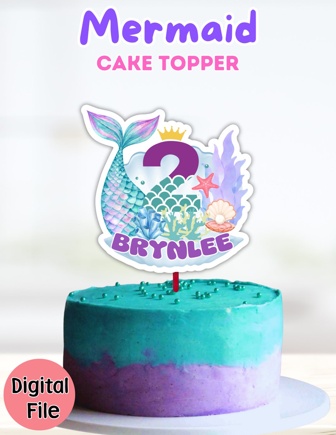 Mermaid Cake Topper, Mermaid Tail Topper, Mermaid Topper, Customized ...