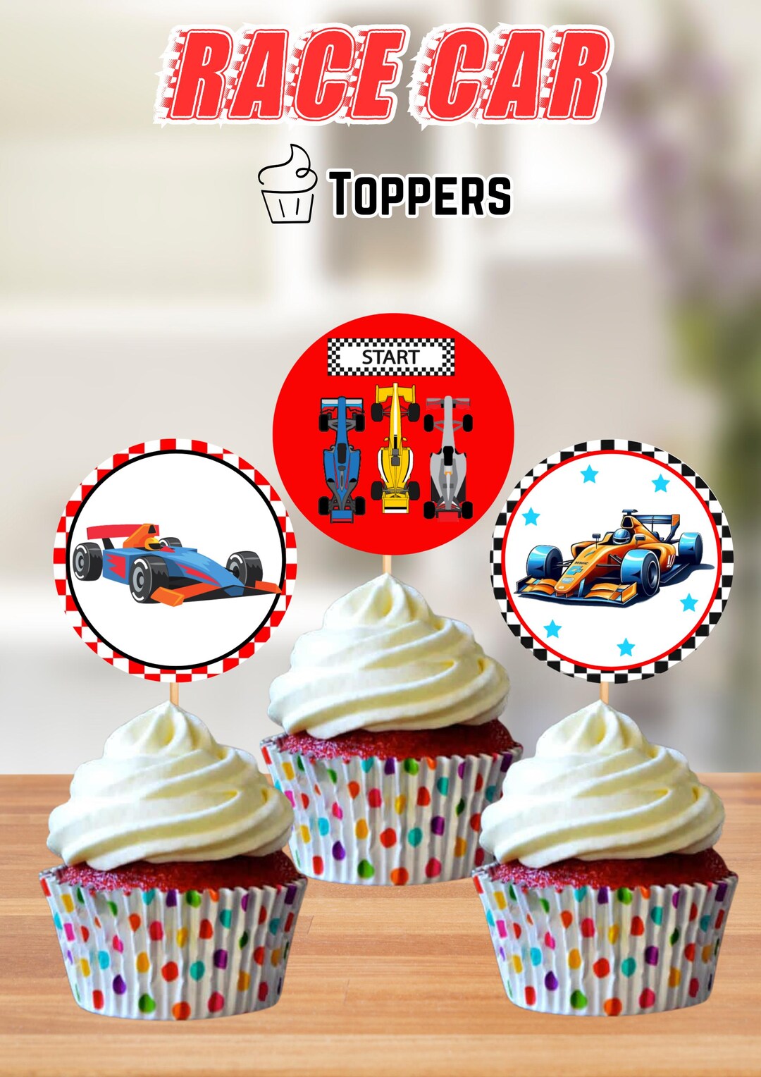 Cars Cupcake Topper, Instant Download, Formula One, F1 Cupcake Topper ...