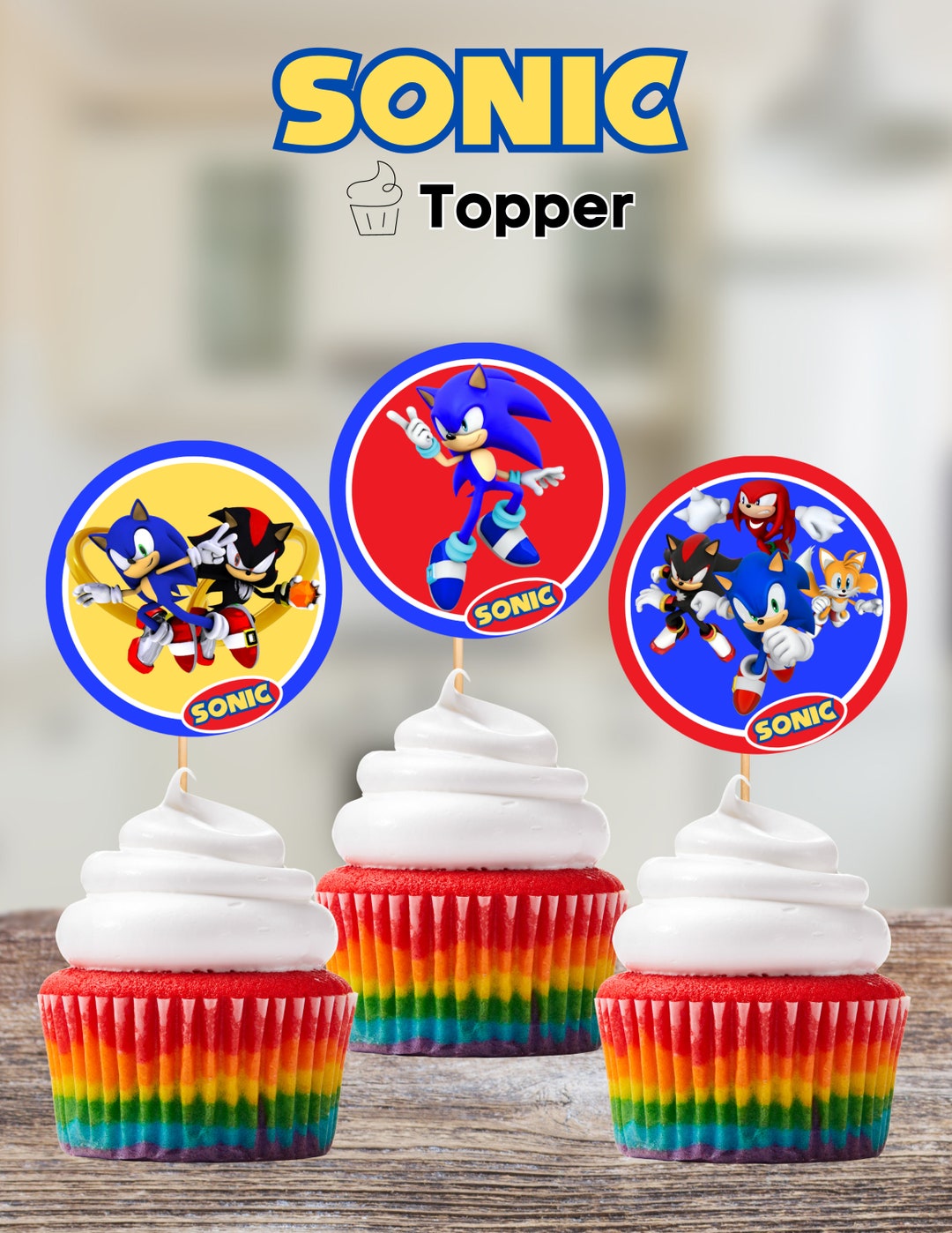 Sonic Cupcake Toppers, Sonic the Hedgehog, Printable, Instant Download ...