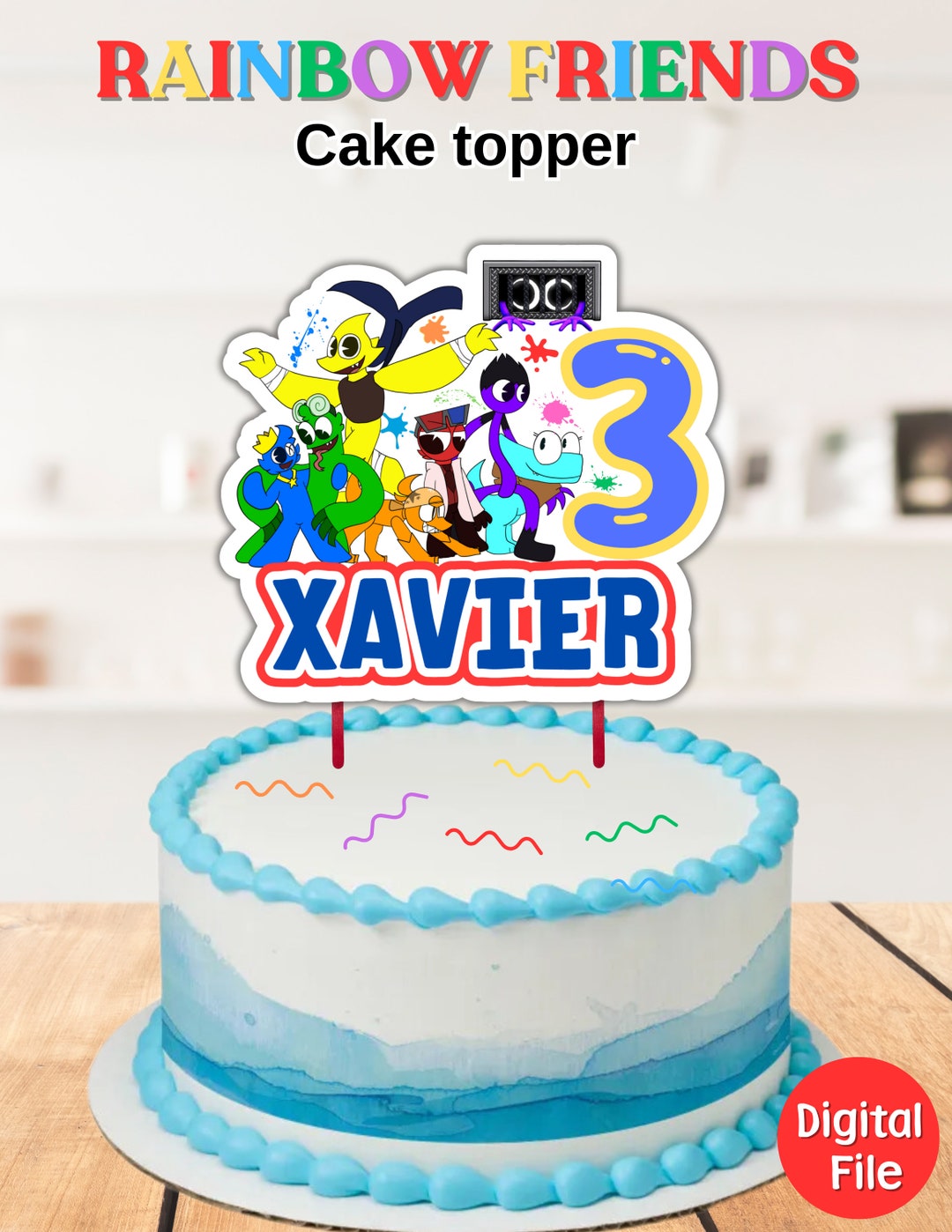 Rainbow Friends Cake Topper, Free 12 Pcs Cupcakes, Rainbow Friends ...