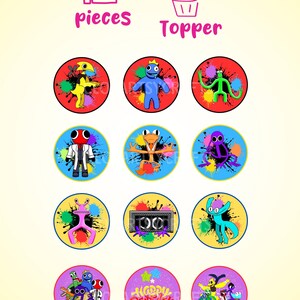 Rainbow Friends Cupcake Toppers, Instant Download, 2x2 Inch Printable ...