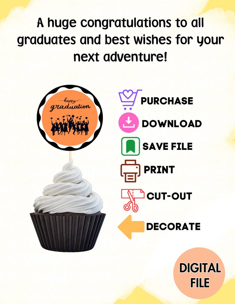 Graduation Cupcake Topper 2026, Instant Download, 2x2 Inch Printable ...