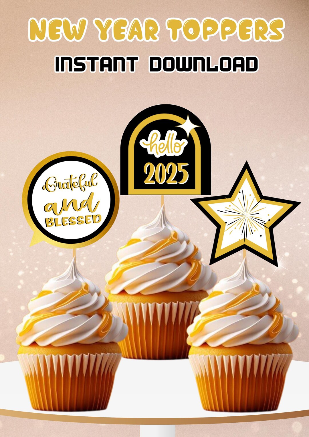 2025 New Year Cupcake Toppers: Printable Holiday Decorations (digital ...