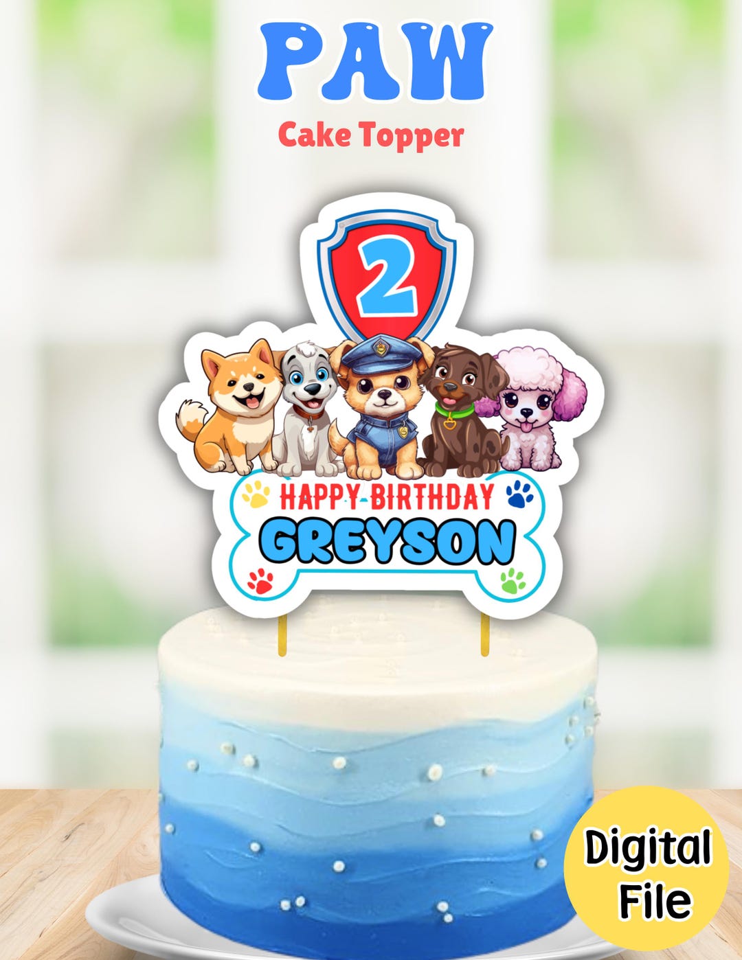Paw Cake Topper With Name & Age | Free Customization + Free Cupcake ...