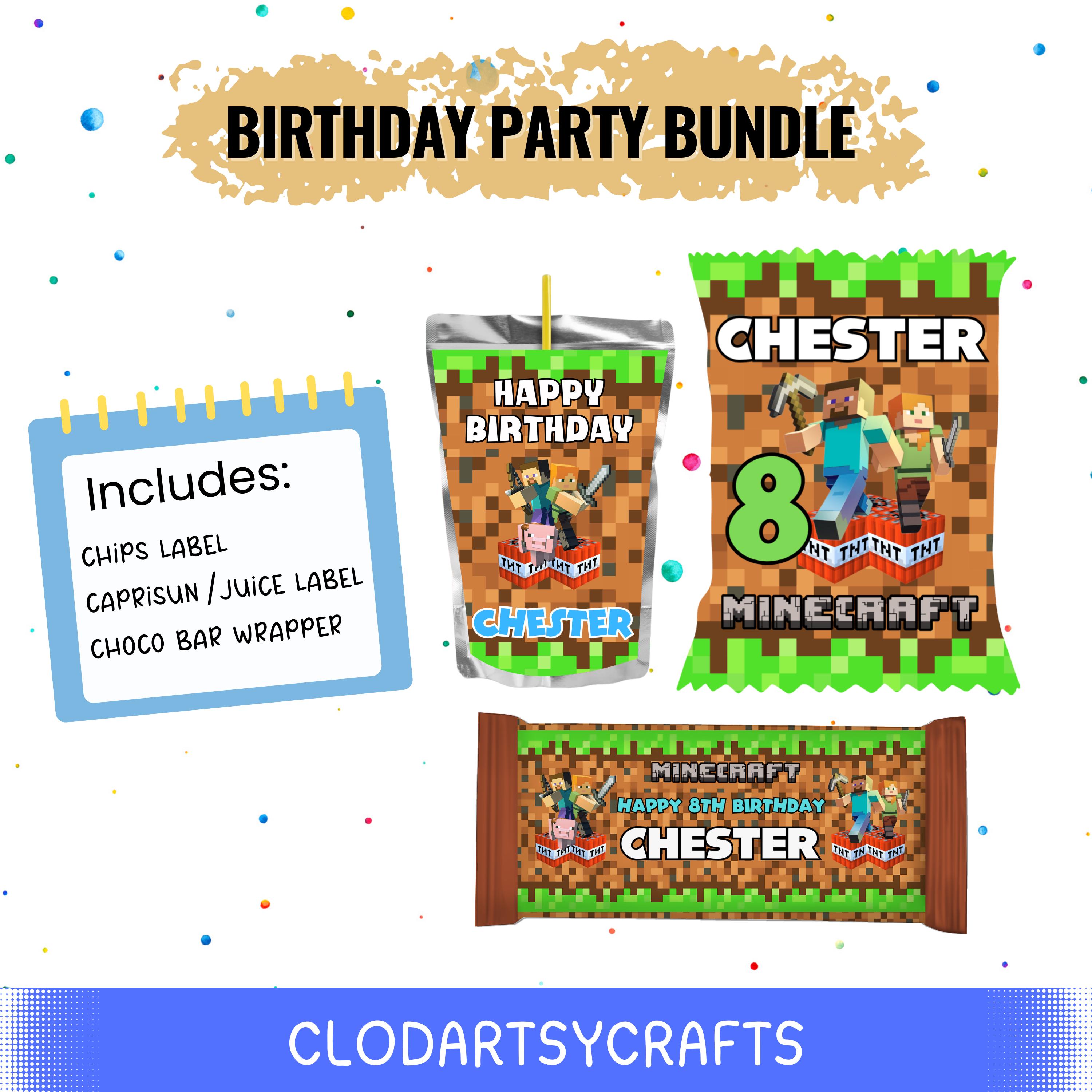 Minecrafter, Birthday Bundle, Party Pack, Customized, Game Themed, Digital File, Printable - Etsy