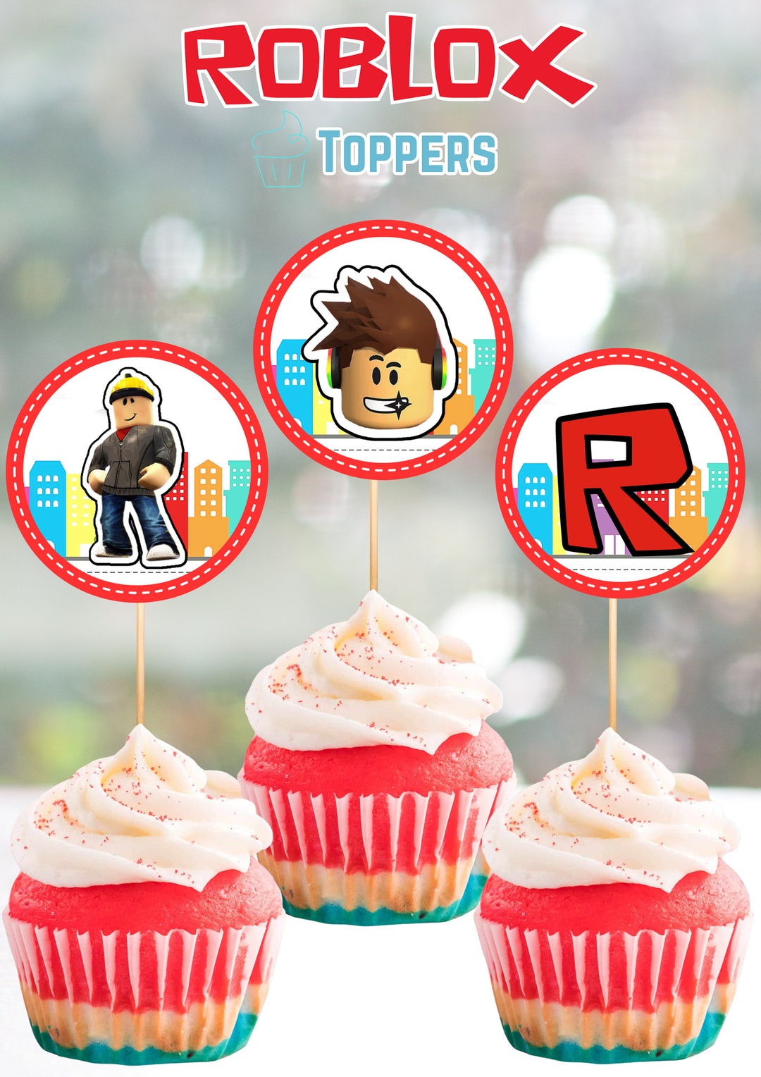 Roblox Cupcake Toppers, Roblox Birthday Topper, Gamer Cupcake Topper ...