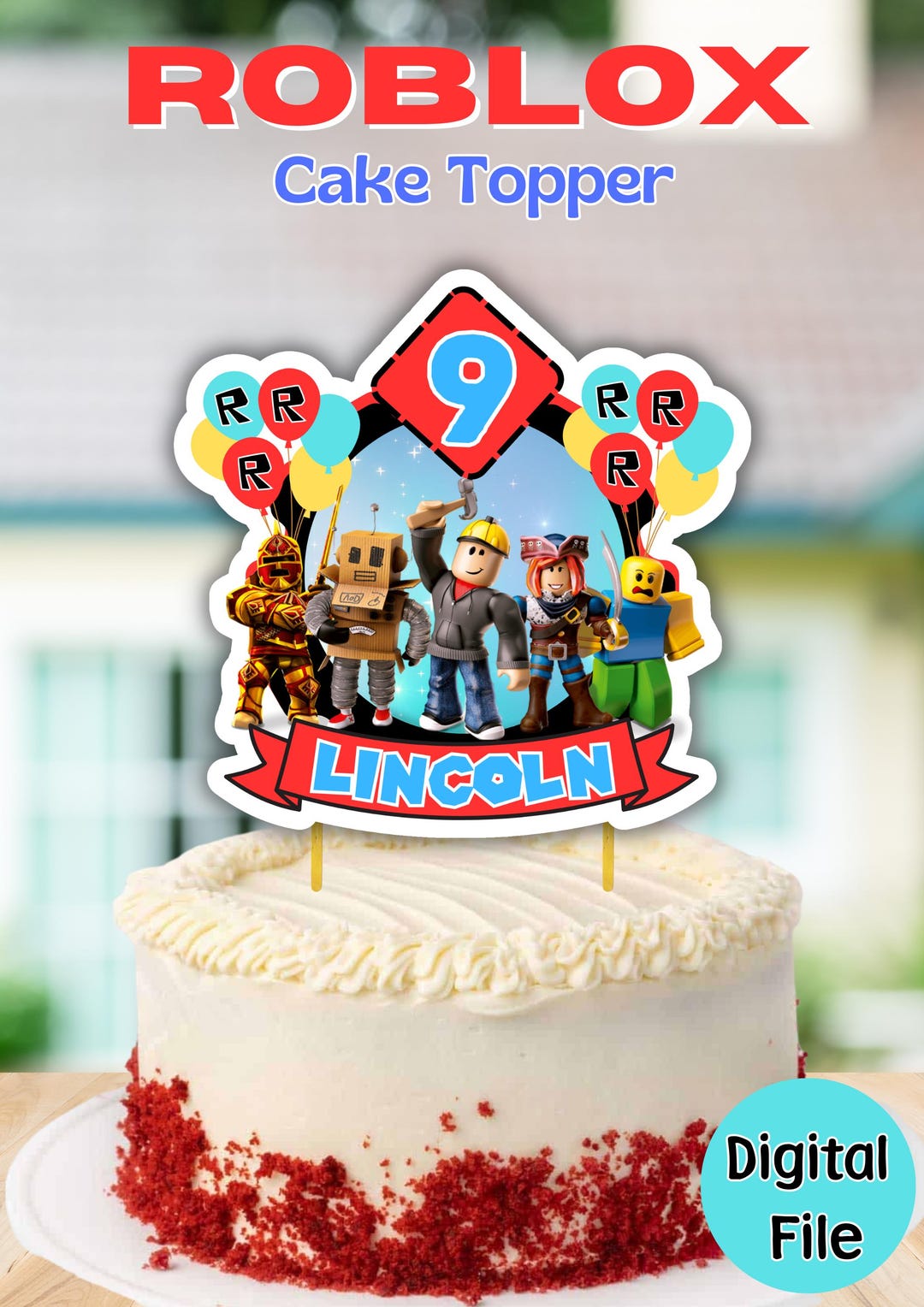 Roblox Cake Topper, Free 12 Pcs Cupcakes, Roblox Birthday Cake Topper ...