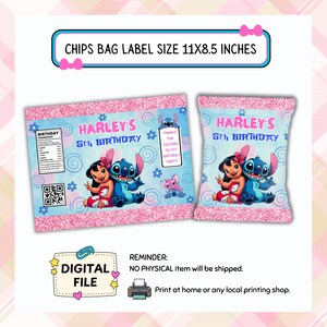 Custom Lilo and Stitch Chip Bag Label: Printable Party Favor (digital ...