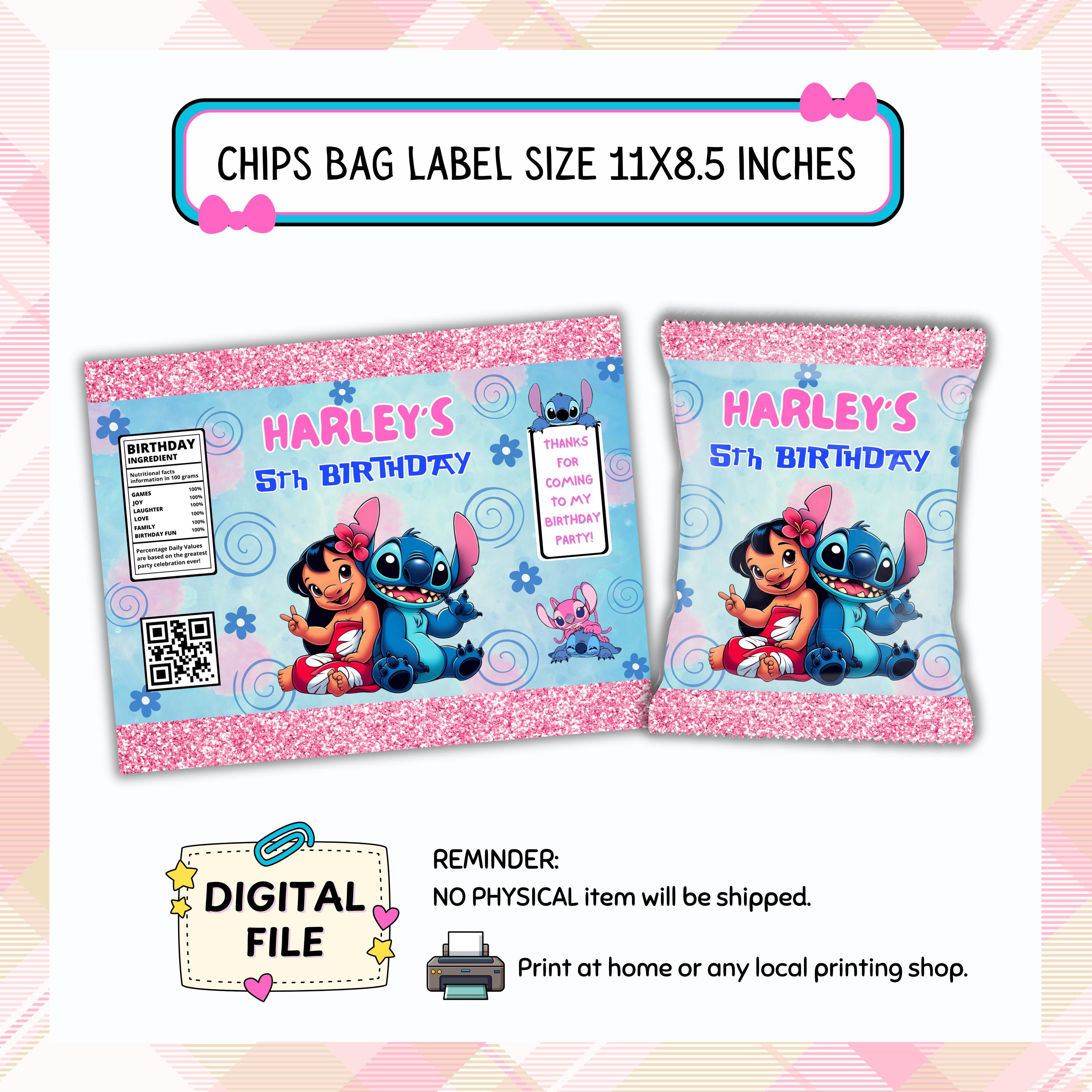Custom Lilo and Stitch Chip Bag Label: Printable Party Favor (digital ...