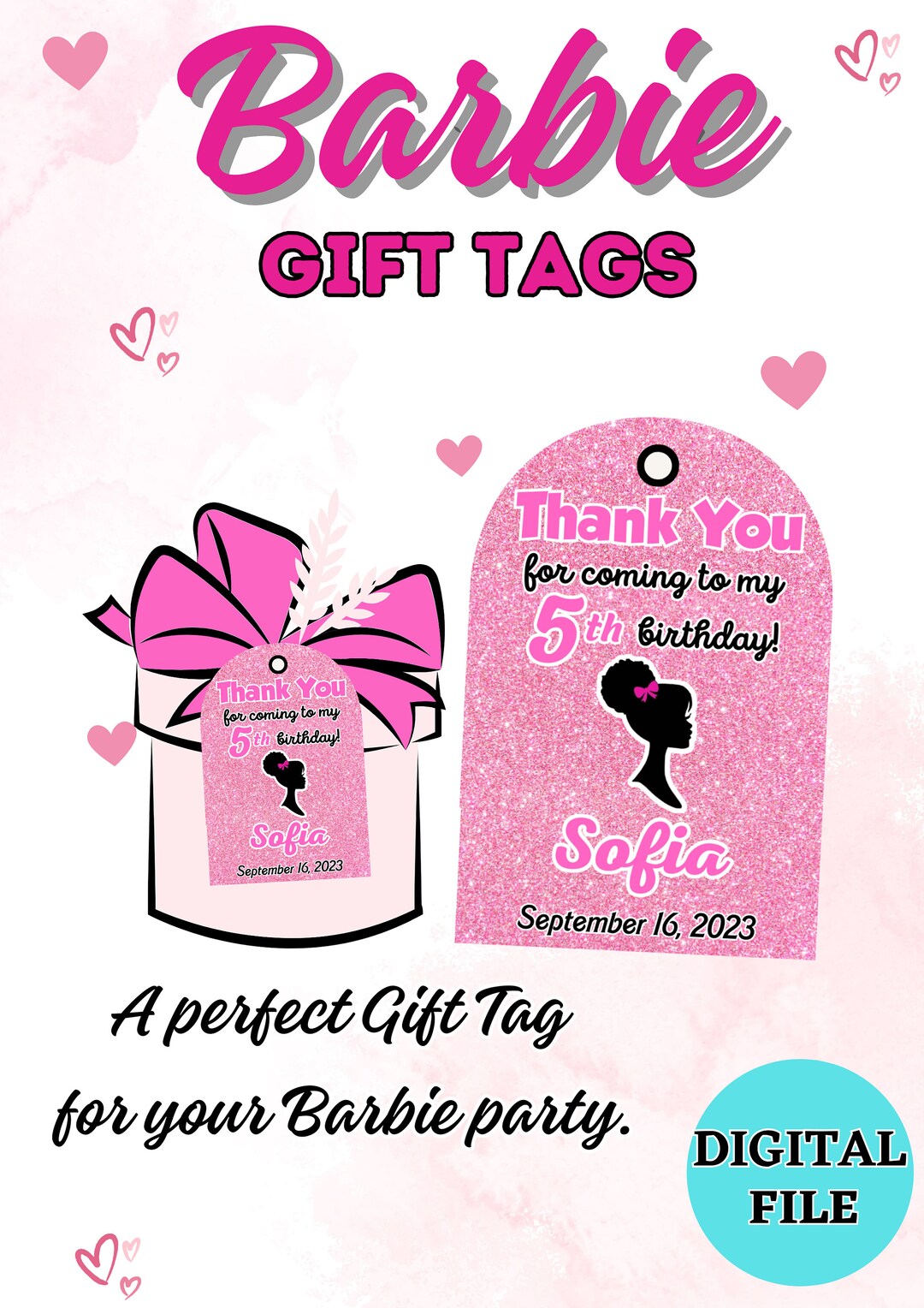 Doll Tag Doll Party Favors Doll Cards Printable Digital - Etsy