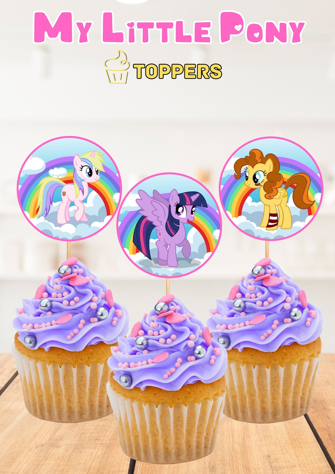 My Little Pony Cupcake Toppers, Instant Download, Unicorn Cupcake ...
