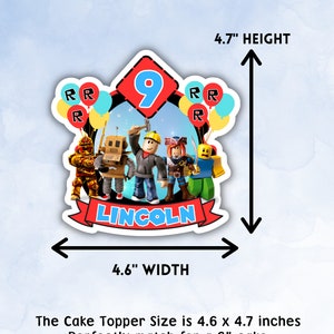 Roblox Cake Topper, Free 12 Pcs Cupcakes, Roblox Birthday Cake Topper ...