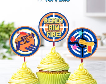 Nerf Inspired Cupcake Toppers - Etsy