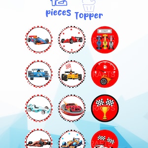 Formula One, F1 Cupcake Topper, Race Car Cupcake Topper, Instant ...