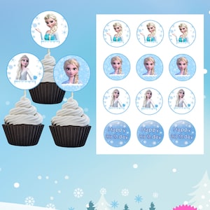 Frozen Cake Topper, Free 12 Pcs Cupcakes, Frozen Birthday Topper ...
