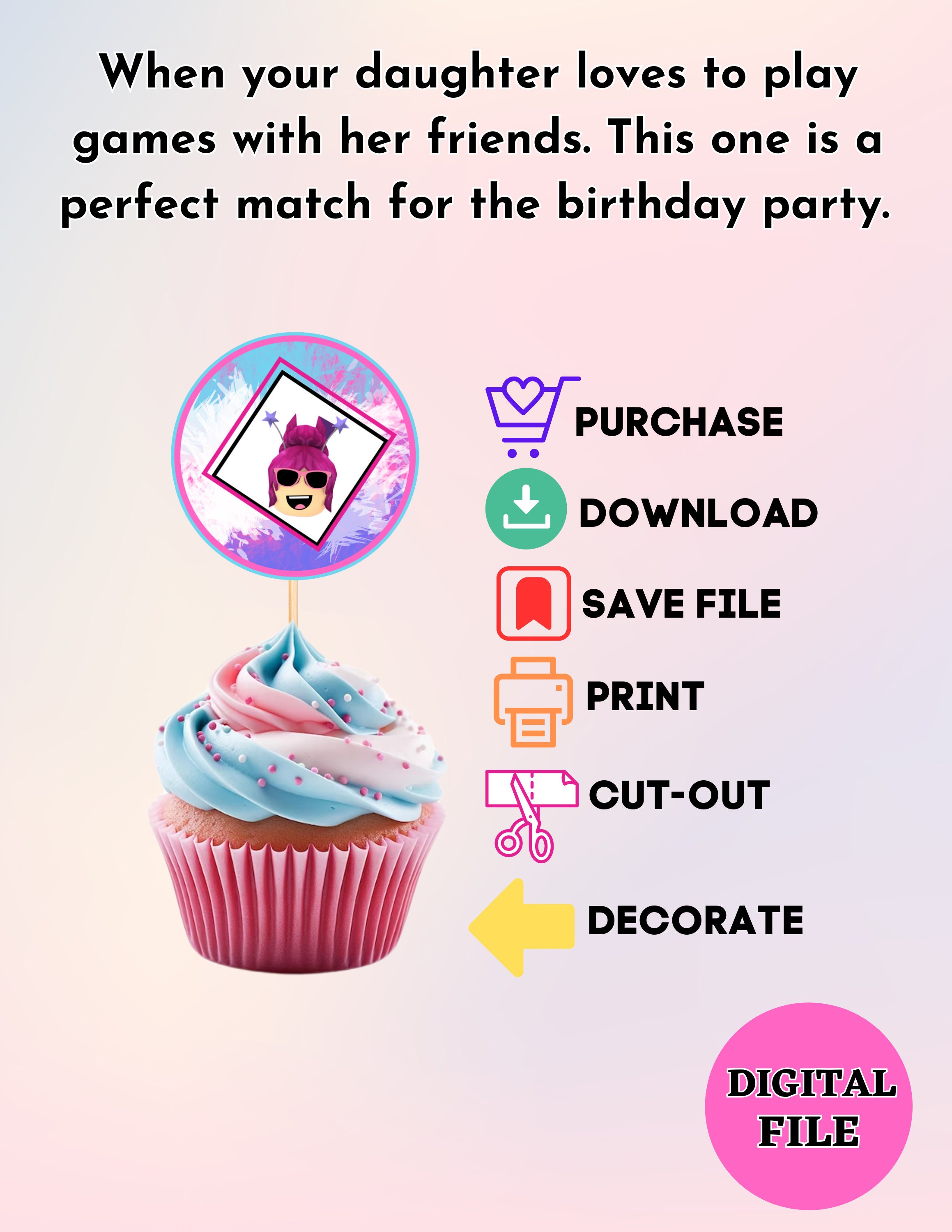 Roblox Cupcake Toppers: 2x2 Inch Printable (digital File) - Etsy