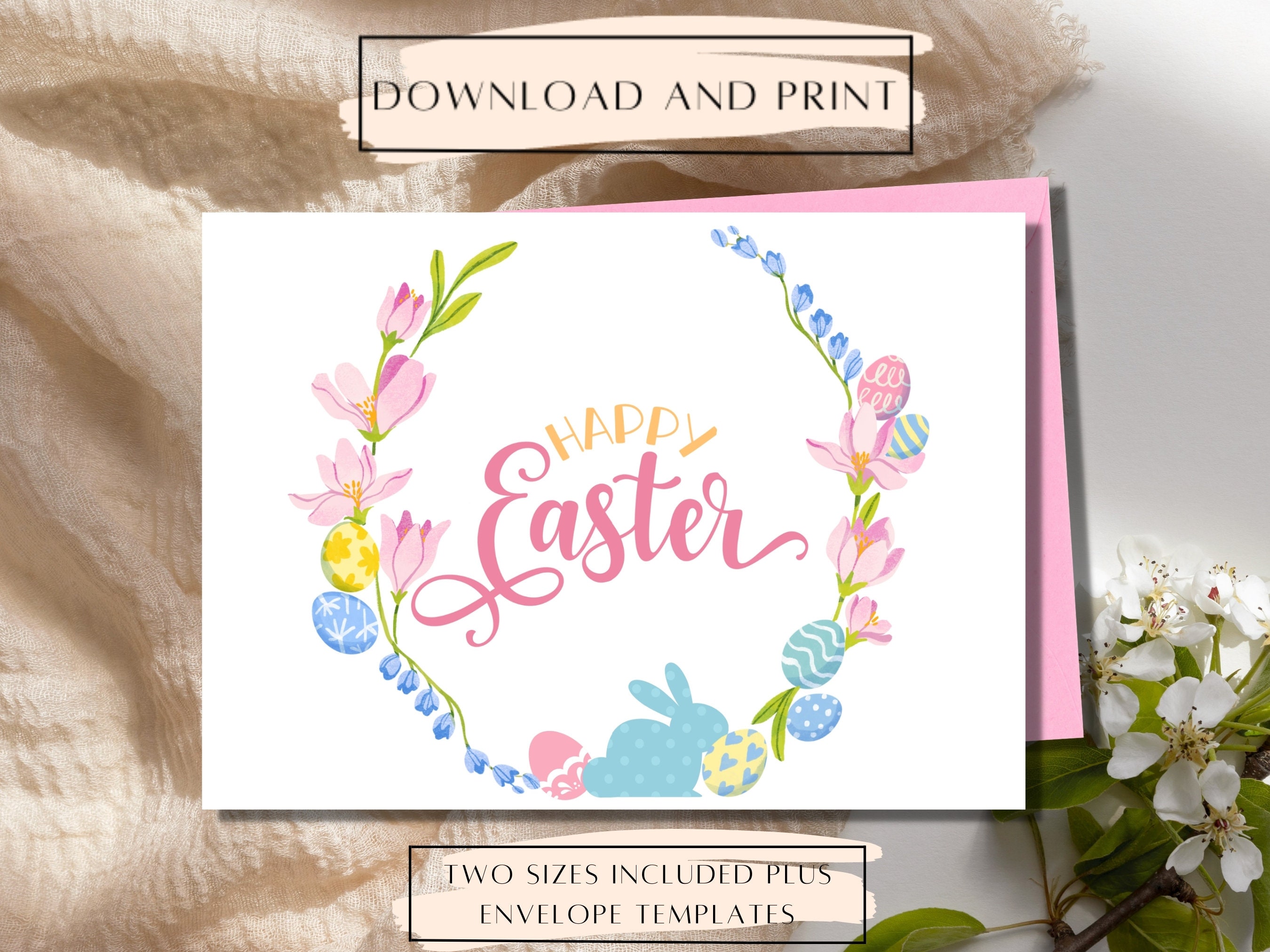 Printable Easter Card, Instant Download PDF, Happy Easter Printable ...