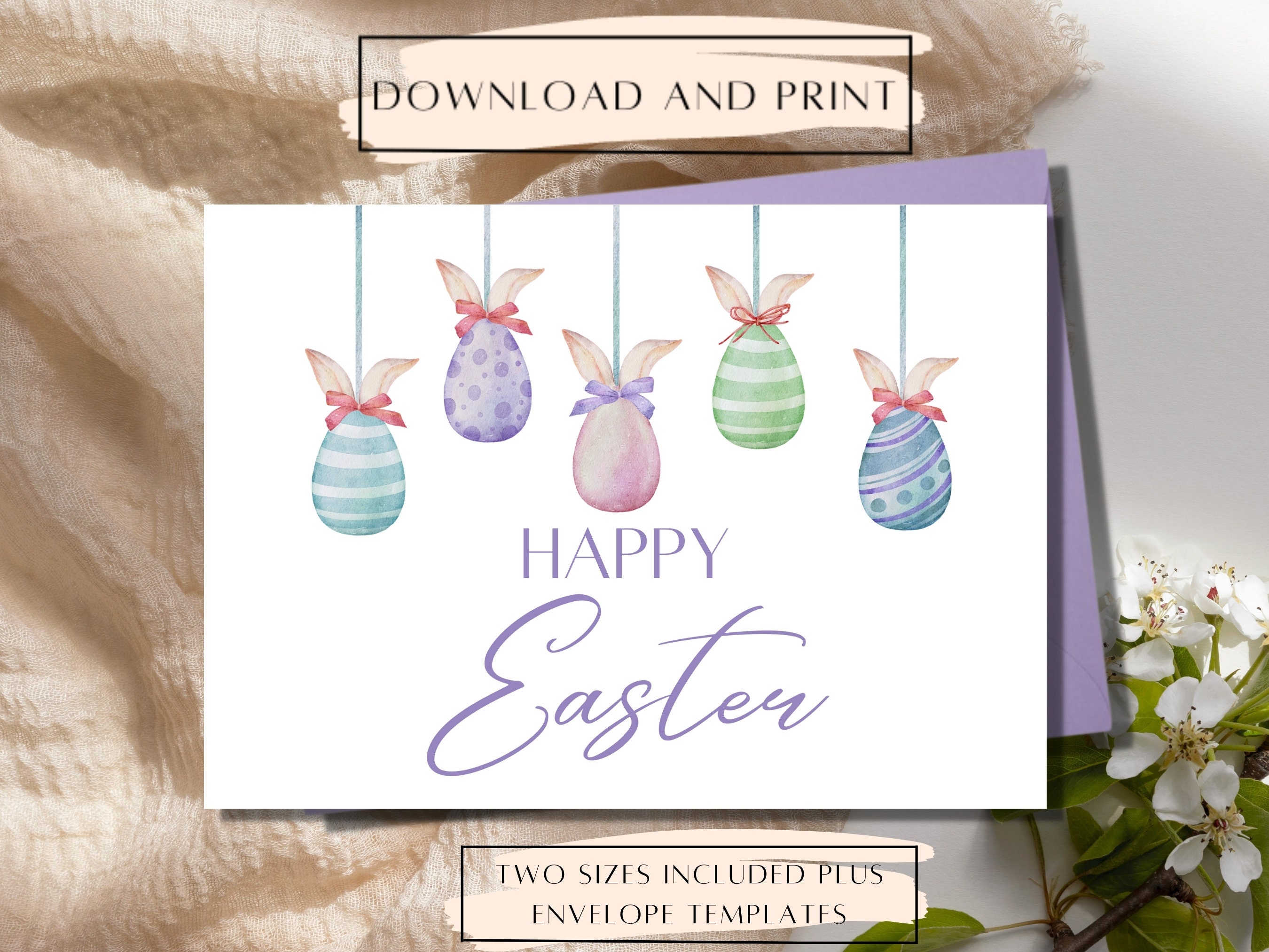 Printable Easter Card, Instant Download PDF, Happy Easter Printable ...
