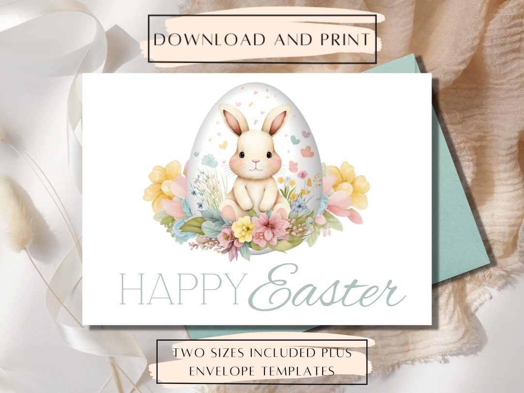 Printable Easter Card, Instant Download PDF, Happy Easter Printable ...