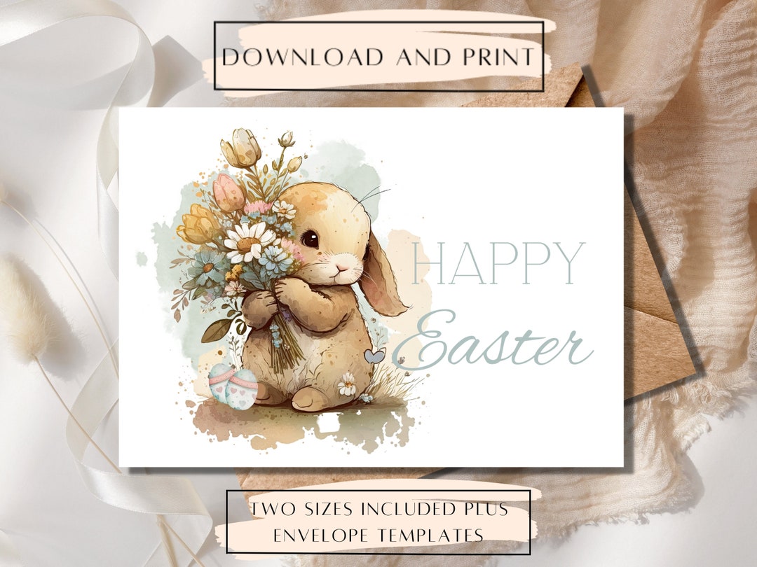 Printable Easter Card, Instant Download PDF, Happy Easter Printable ...
