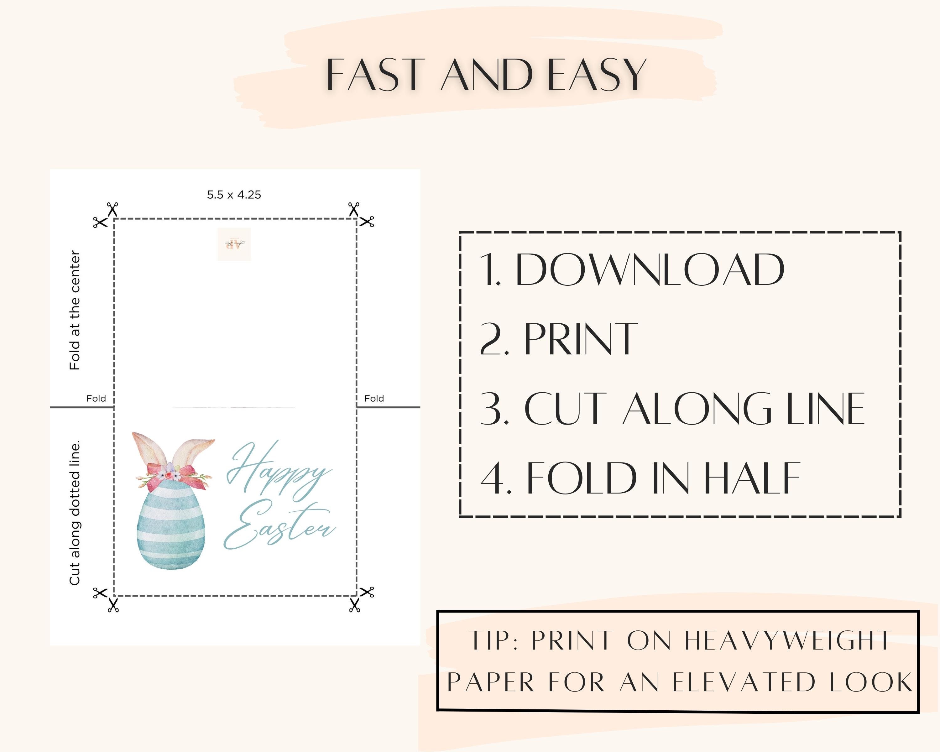Printable Easter Card, Instant Download PDF, Happy Easter Printable ...
