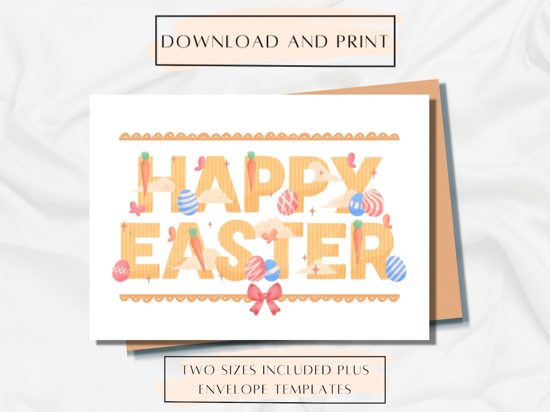 Printable Easter Card, Instant Download PDF, Happy Easter Printable ...