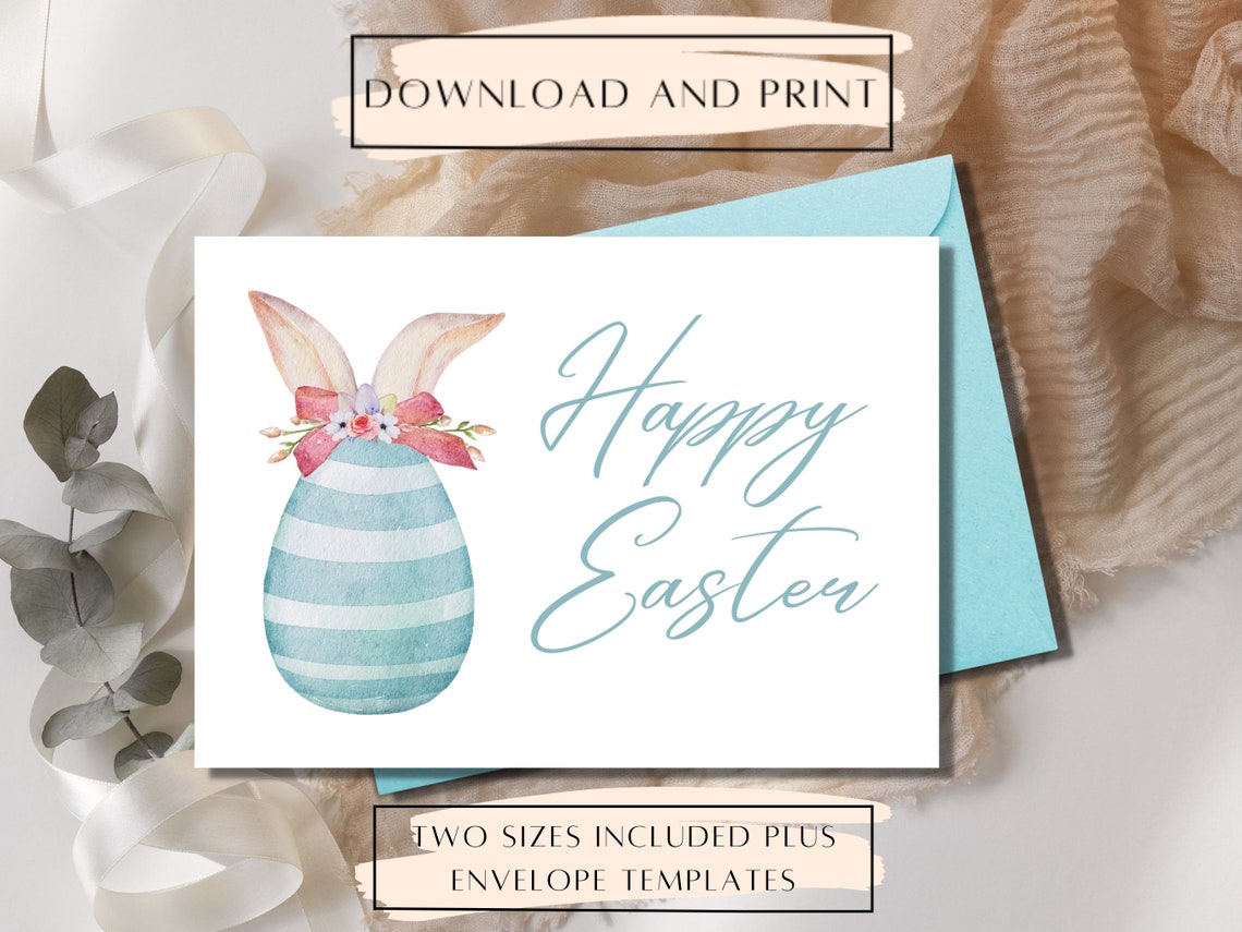 Printable Easter Card, Instant Download PDF, Happy Easter Printable Card, Printable Card and ...