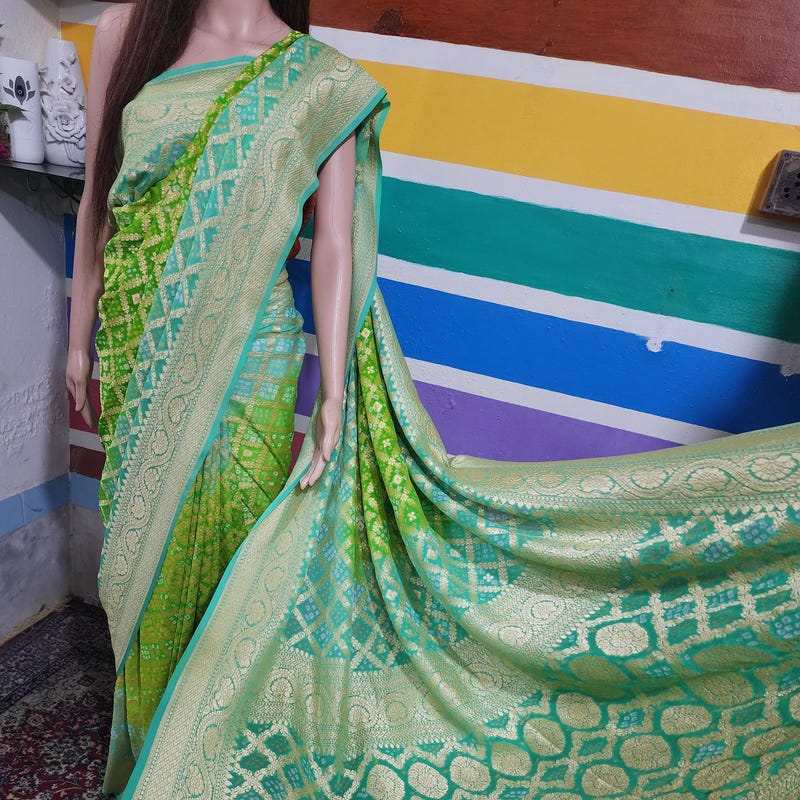 Khadi Georgette Bandhej - Etsy UK