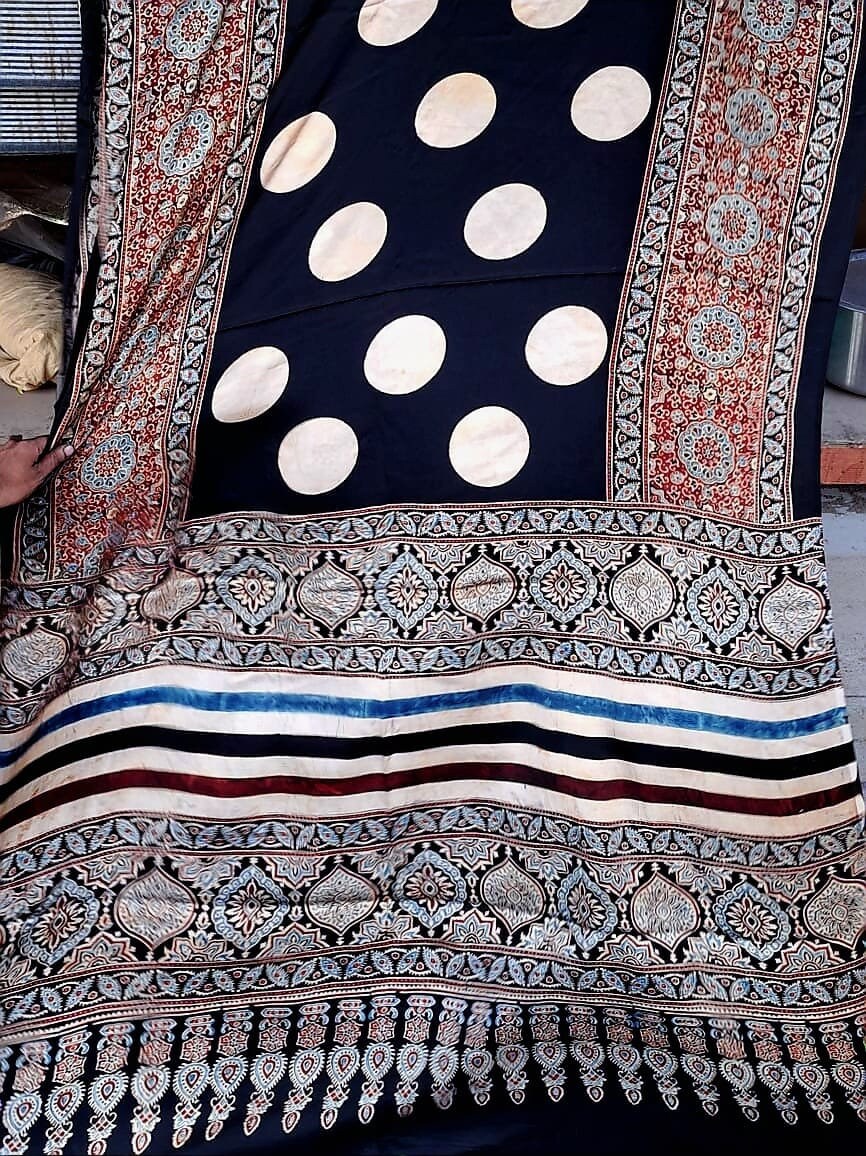 Premium Quality Designer Ajrakh Modal Silk Saree, Pure Modal Silk ...
