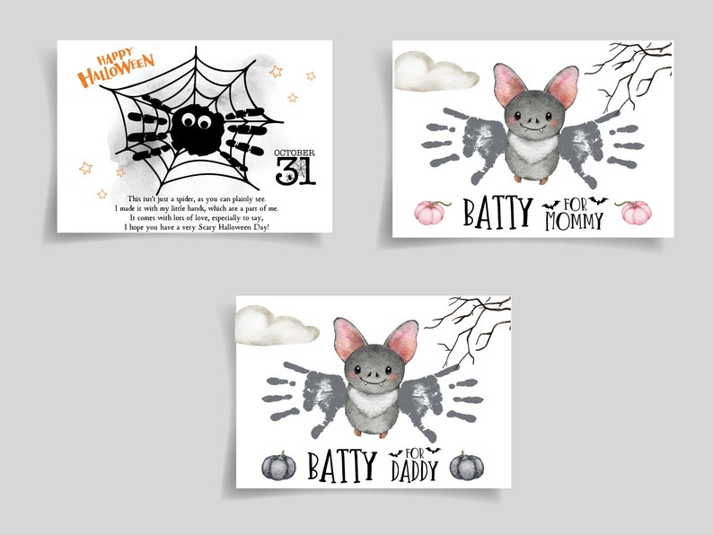 Halloween Handprint Art Bundle, Printable Handprint Crafts, Ghost ...