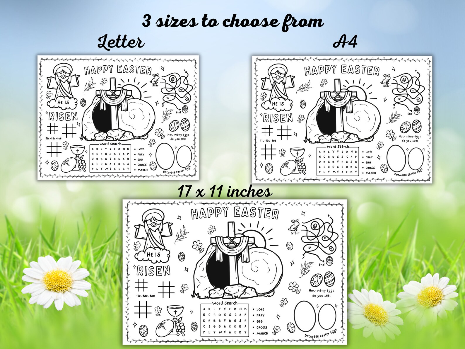 Printable Easter Story Activity Placemat, Easter Coloring Page for Kids ...