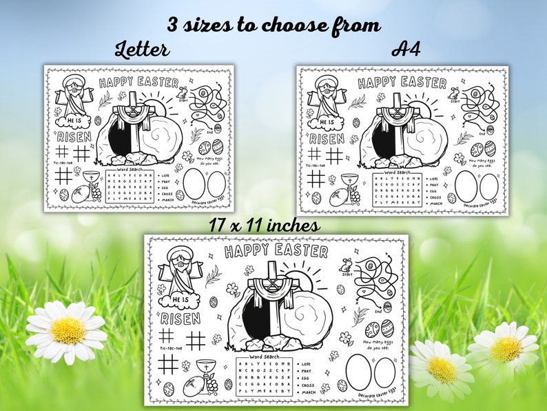 Printable Easter Story Activity Placemat, Easter Coloring Page for Kids ...