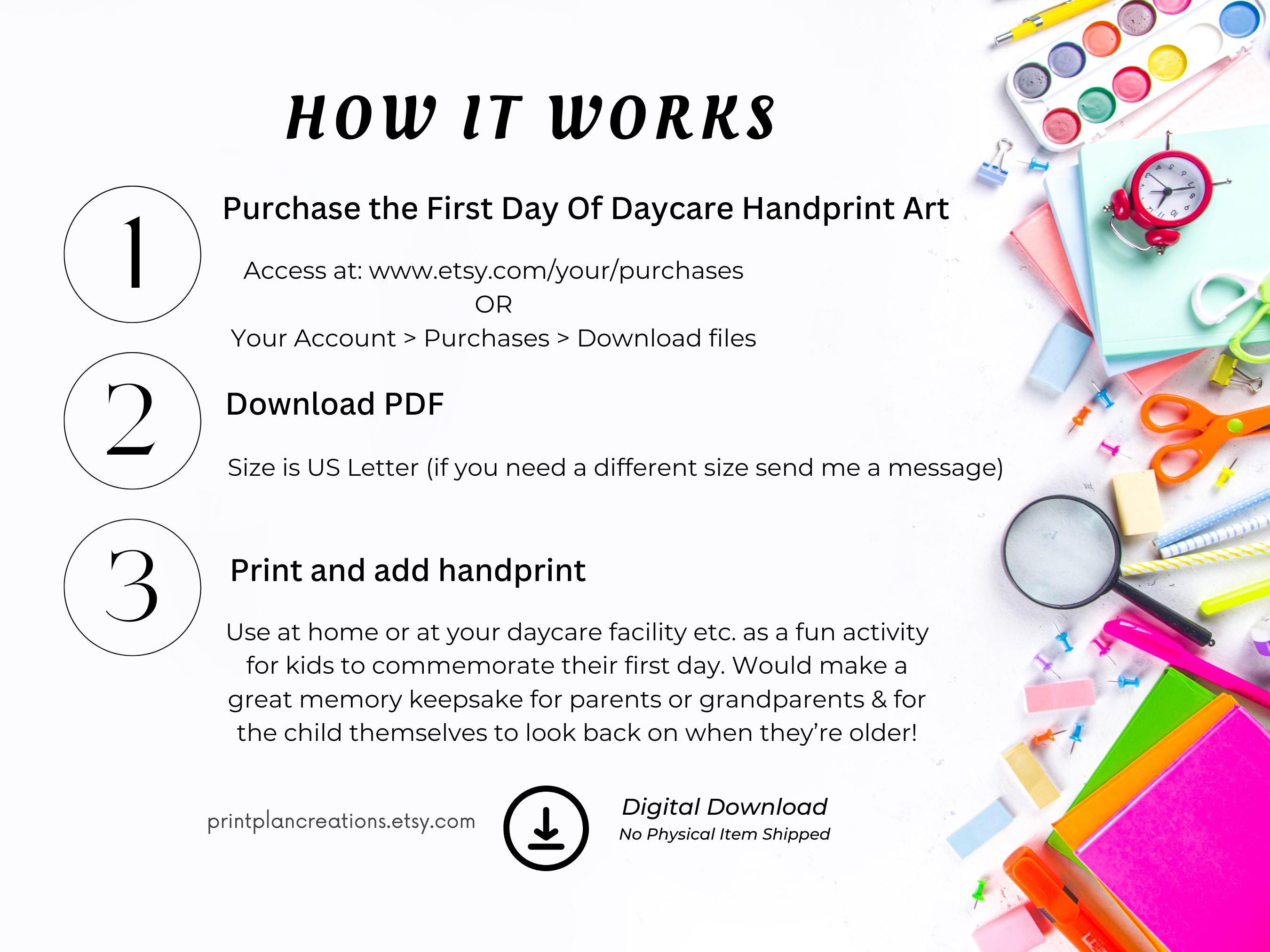 First Day of Daycare Handprint Art, Daycare Handprint Craft Poem ...