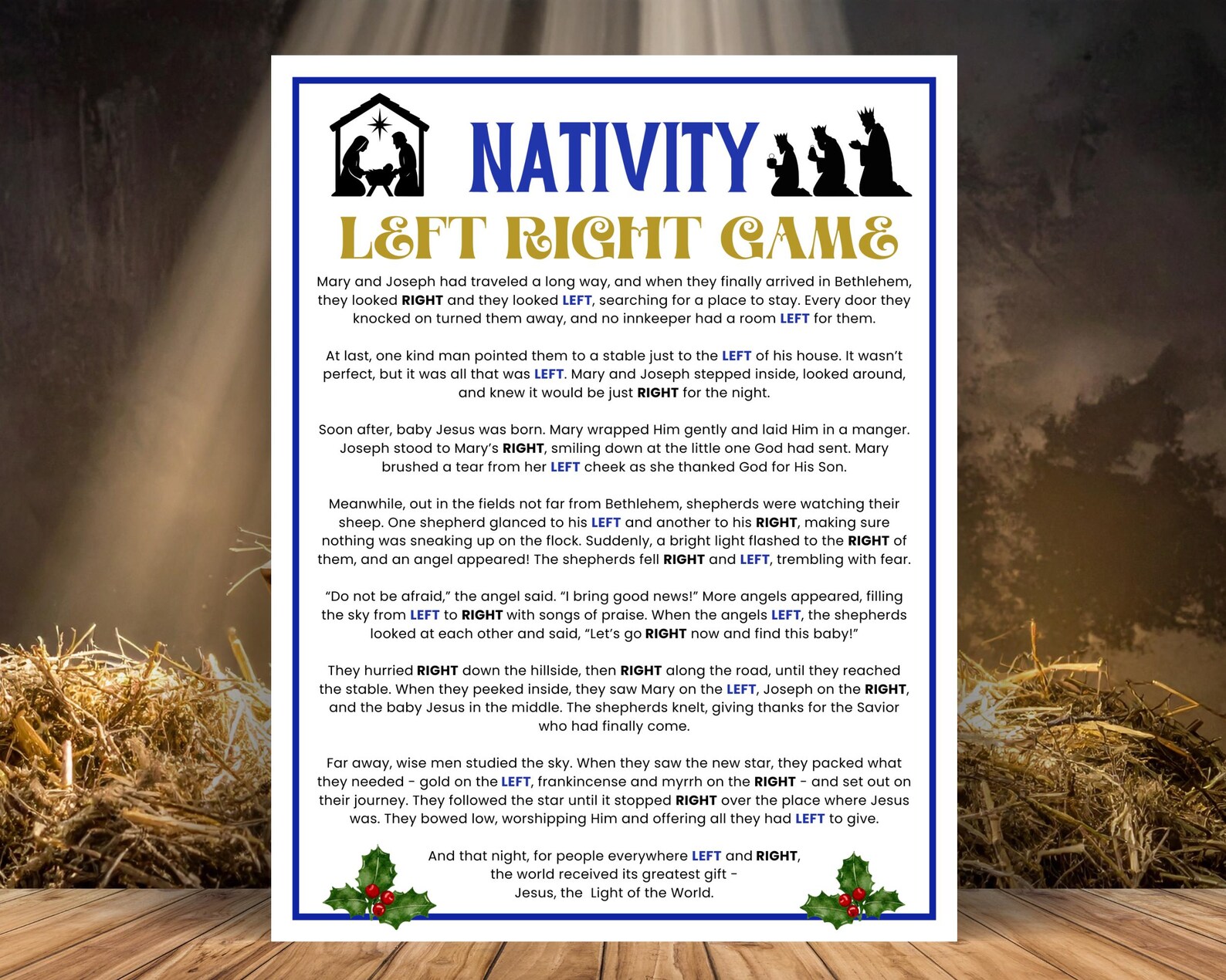 Nativity Left Right Game, Christian Christmas Left Right Game, Nativity ...