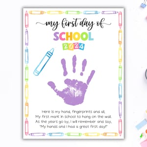 First Day of School Handprint Art, Back to School Handprint Craft Poem ...