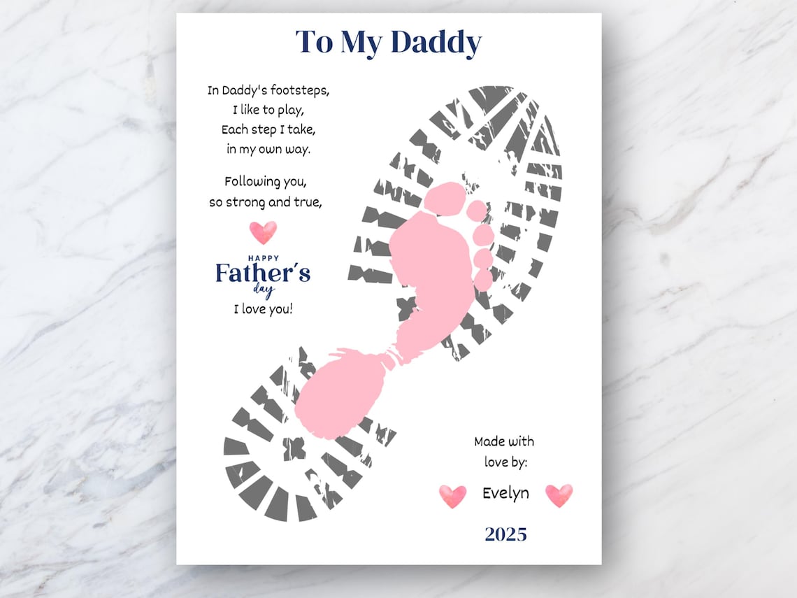 Father's Day Footprint Craft Printable, Handprint Art, Dad Poem Print ...