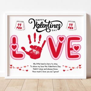 Valentines Handprint Art, Love Kids Toddler Handprint Craft, Handprint ...