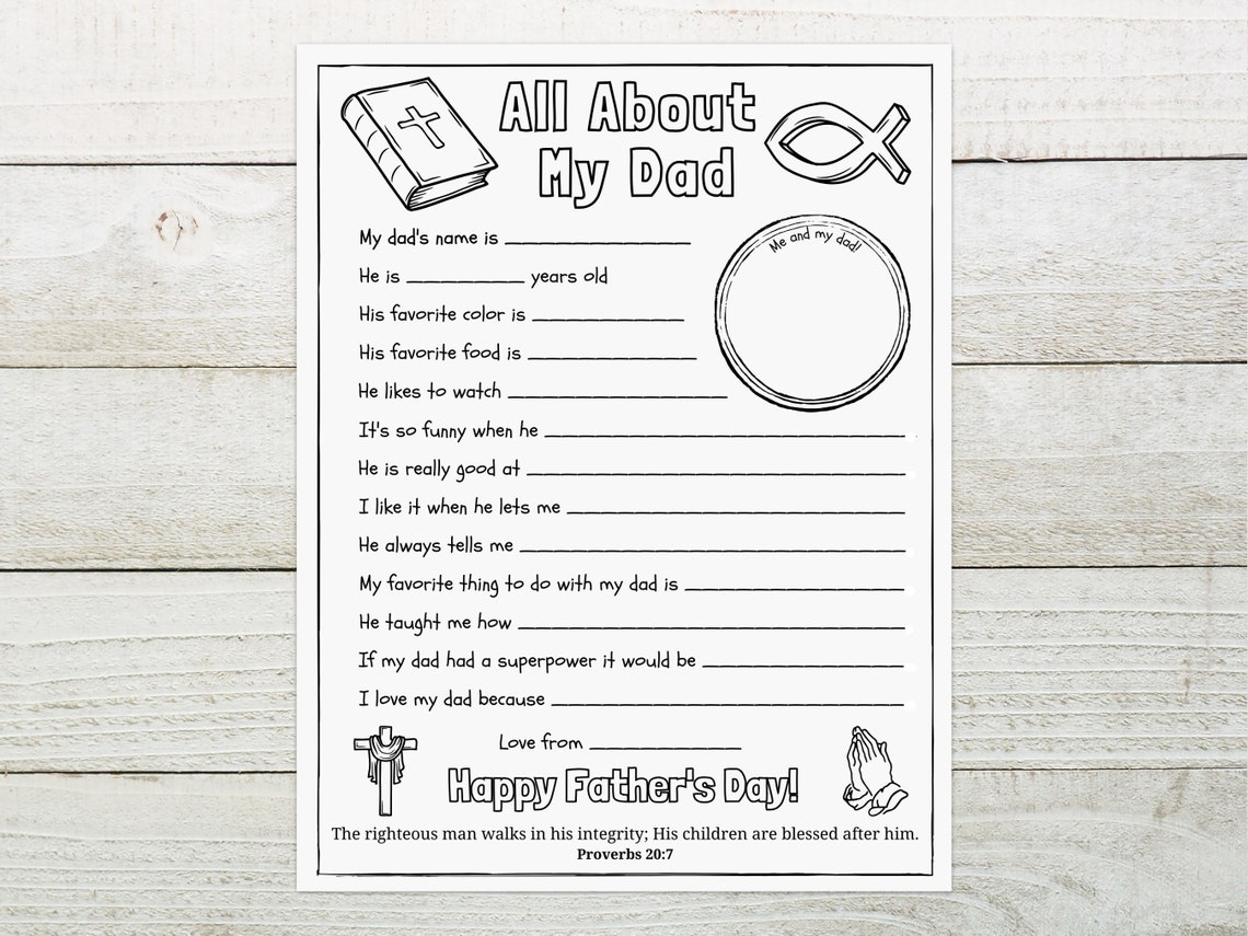 Father's Day Bible Craft, All About My Dad Printable Questionnaire ...