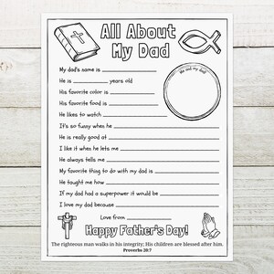 Father's Day Bible Craft, All About My Dad Printable Questionnaire ...