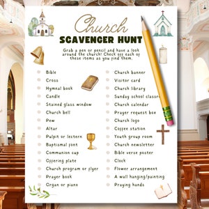EDITABLE Church Scavenger Hunt for Kids & Teens, Church Treasure Hunt ...
