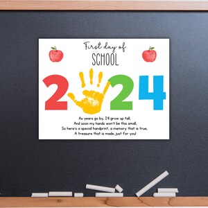 First Day of School Handprint Art, Kindergarten Preschool Handprint ...